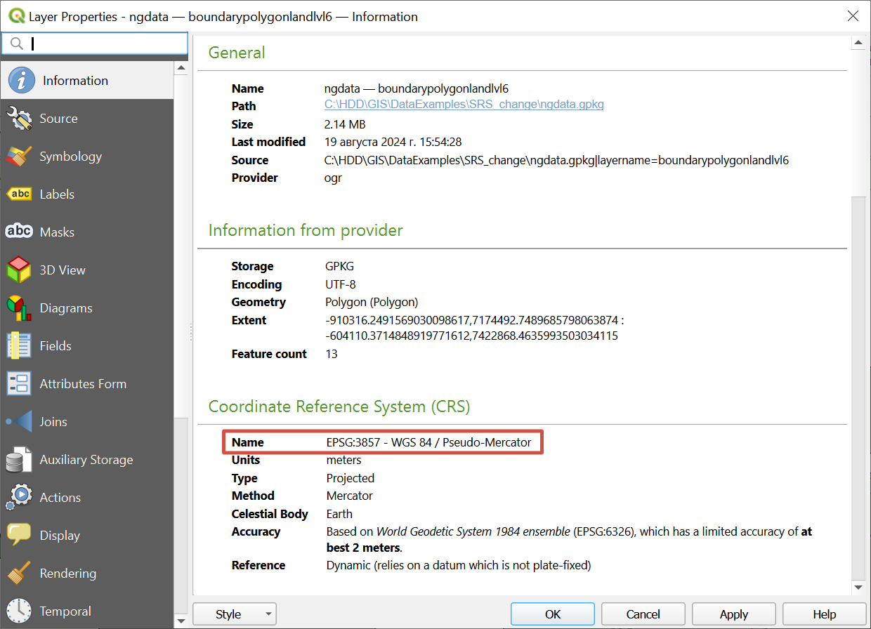 How to change coordinate reference system of the data