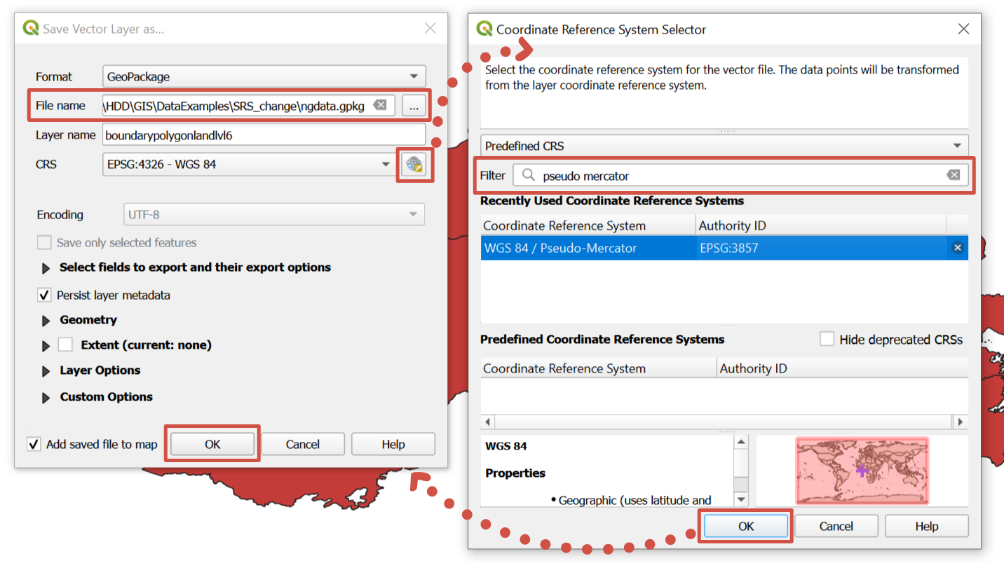 How to change coordinate reference system of the data