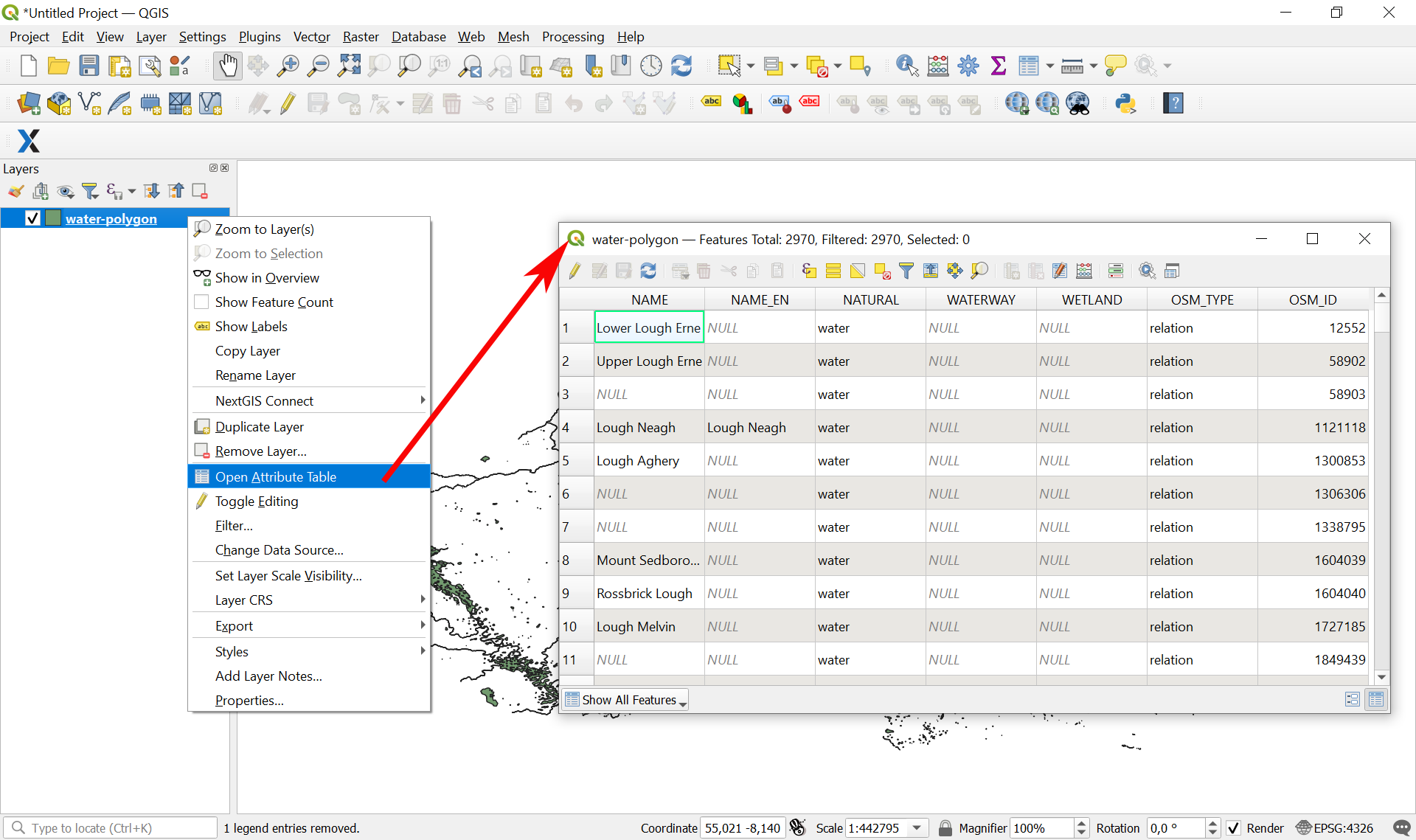 How to open a particular layer