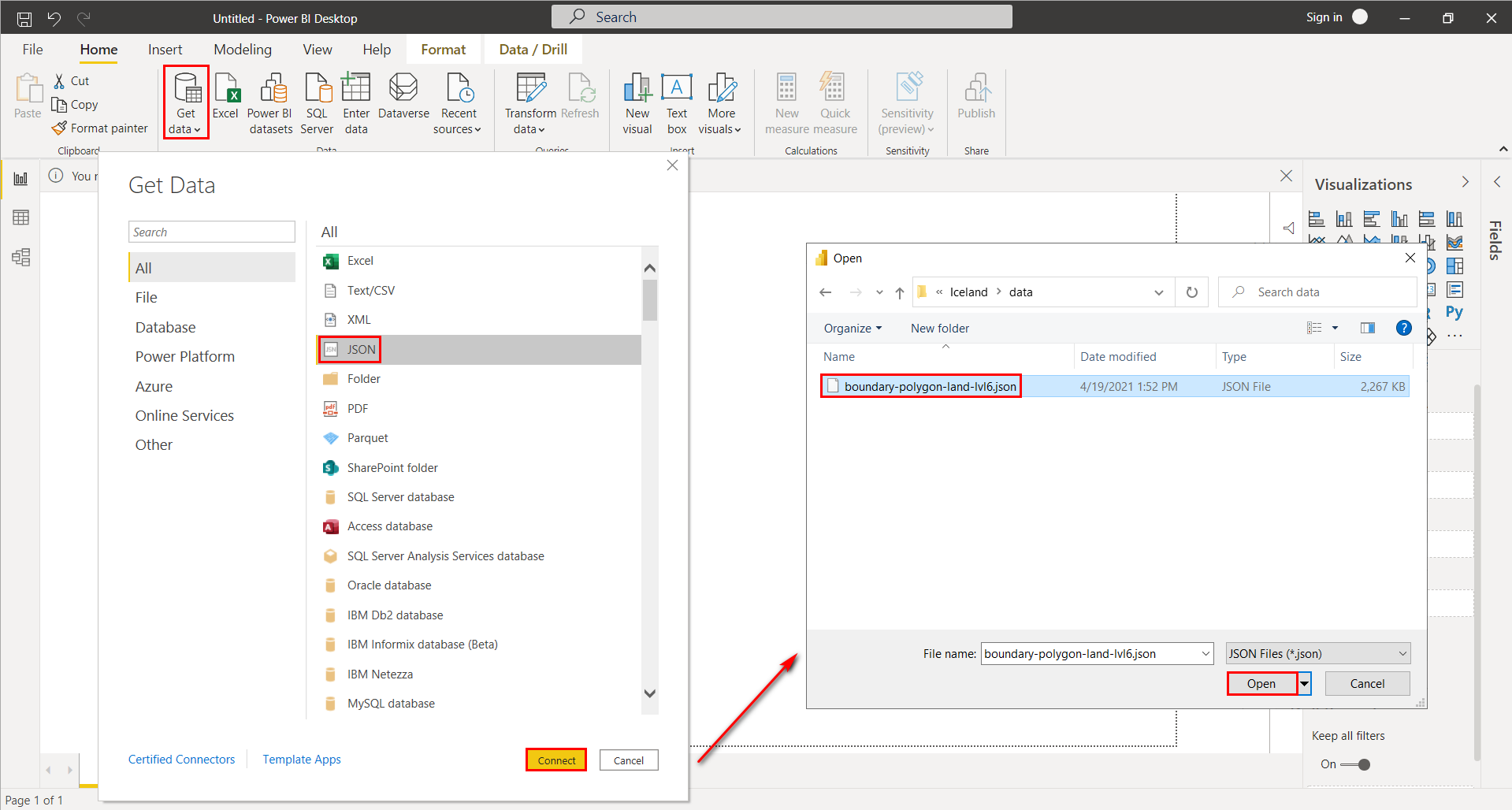 How to load vector layer into Microsoft Power BI